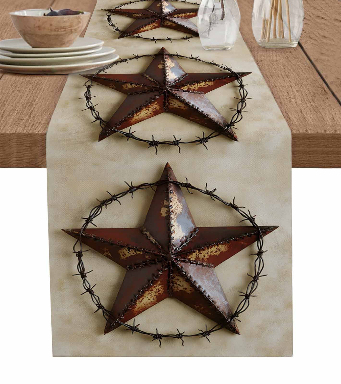 Texas Star Rustic Table Runner 108 Inches, Vintage Country Stars ...