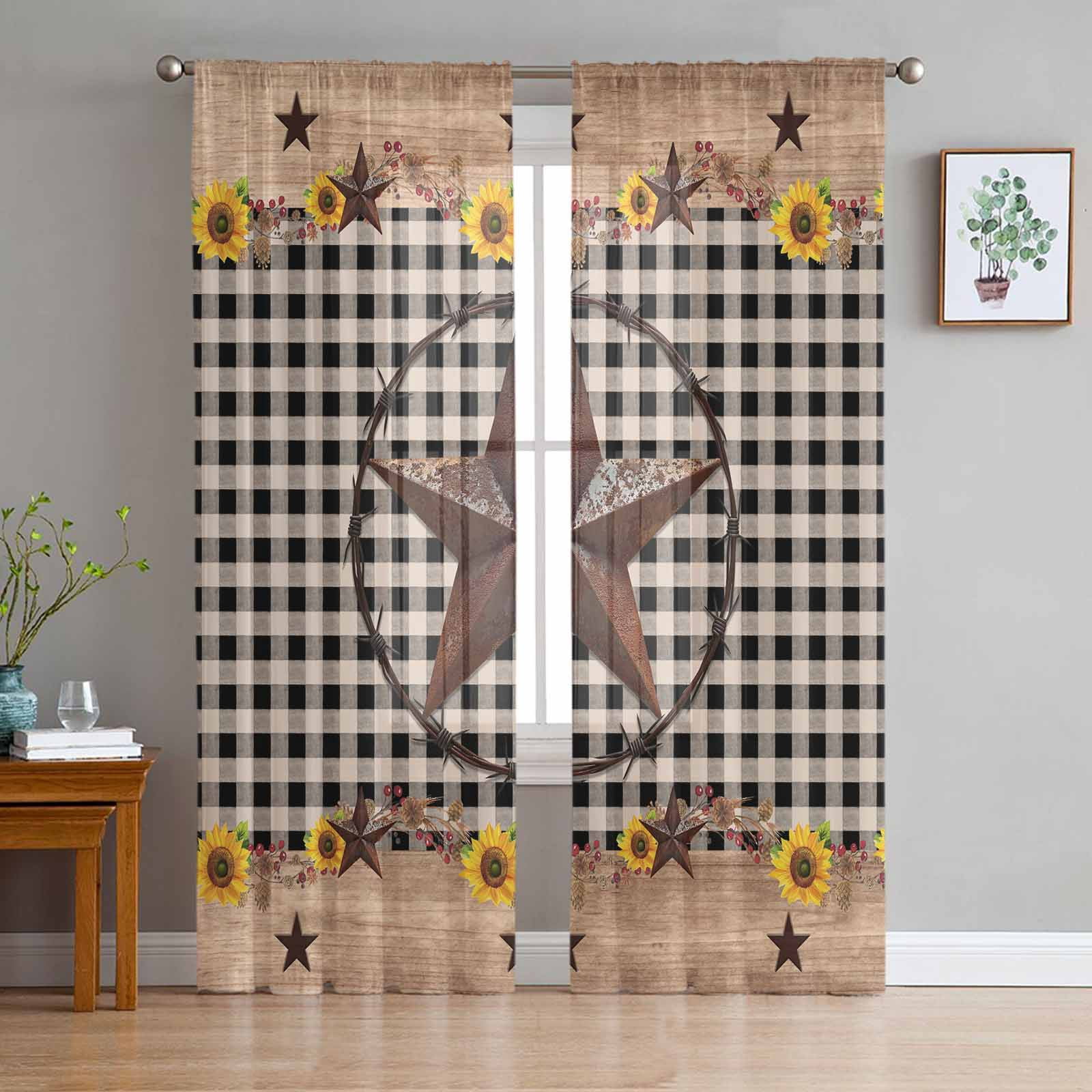 Texas Star Sheer Curtains 108 Inch Length 2 Panels Set for Living Room ...