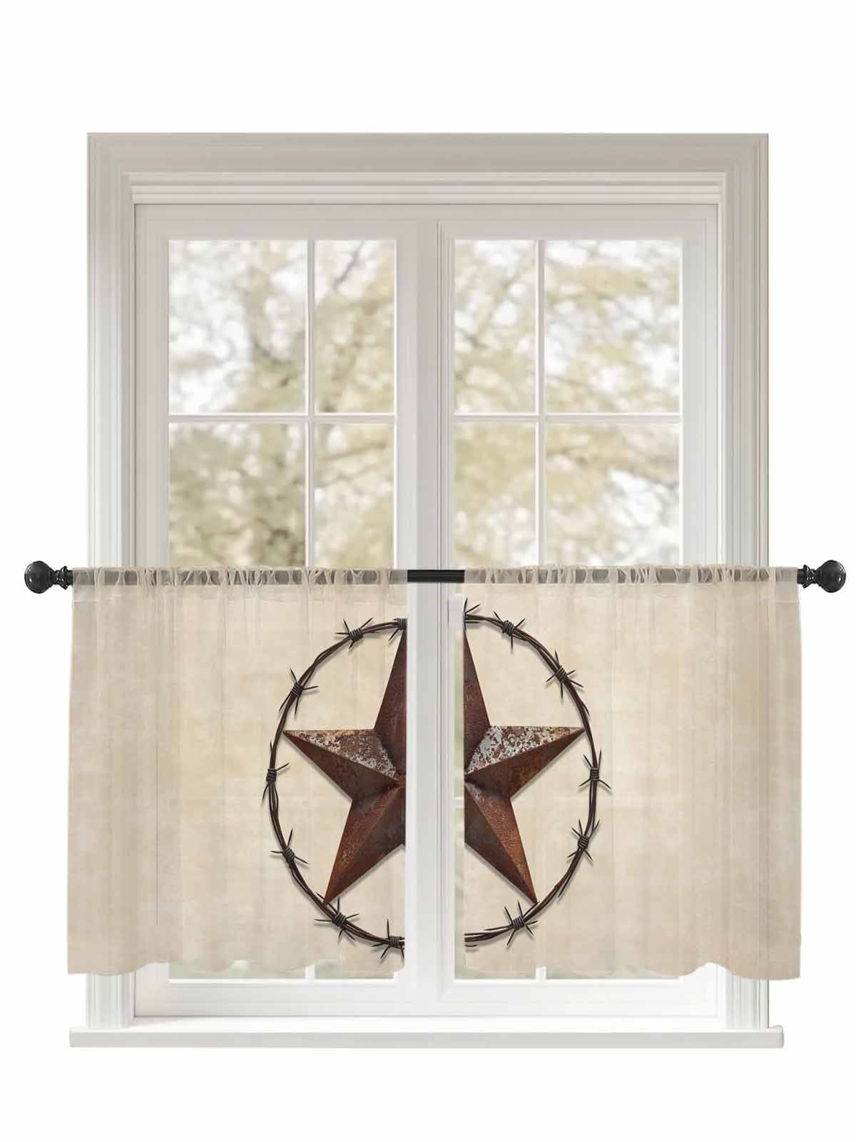 Texas Star Sheer Curtains 2 Panels Set Countryside Western Vintage ...