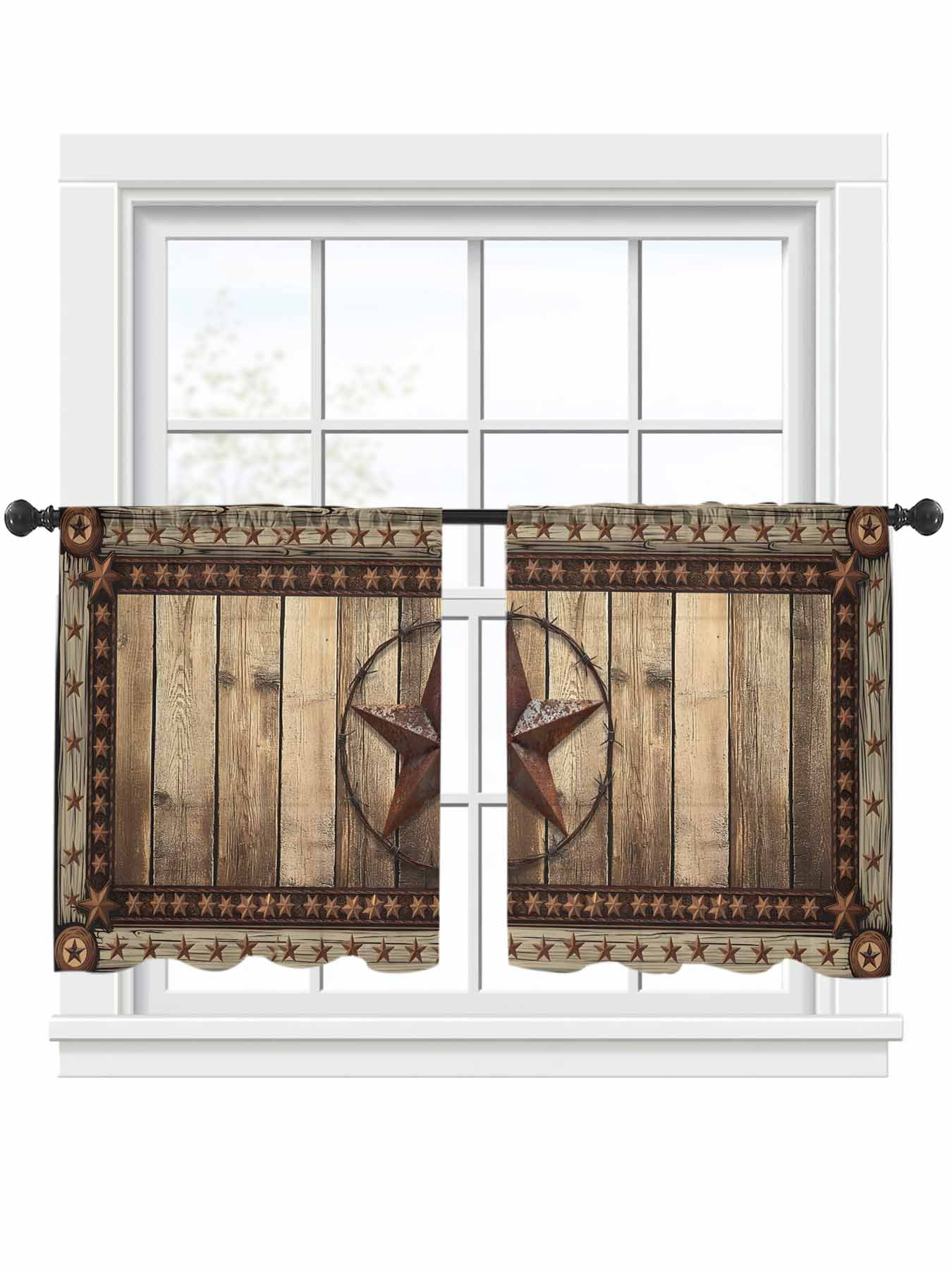 Texas Star Sheer Curtains 54 Inch Long 2 Panels, Farmhouse Country Star ...
