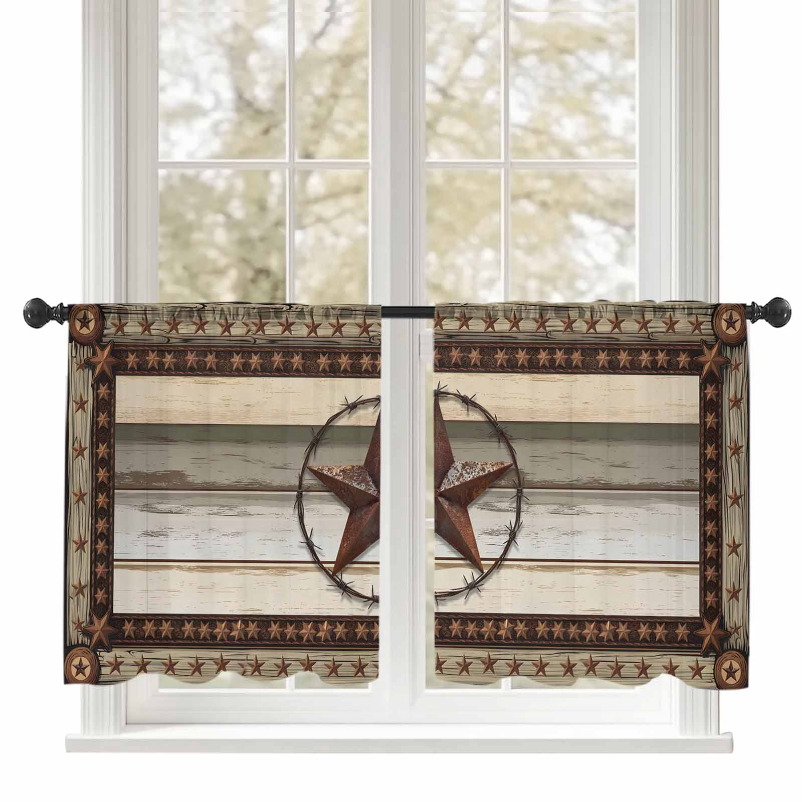 Texas Star Sheer Curtains 54 inches Long, Farmhouse Country Star Retro ...