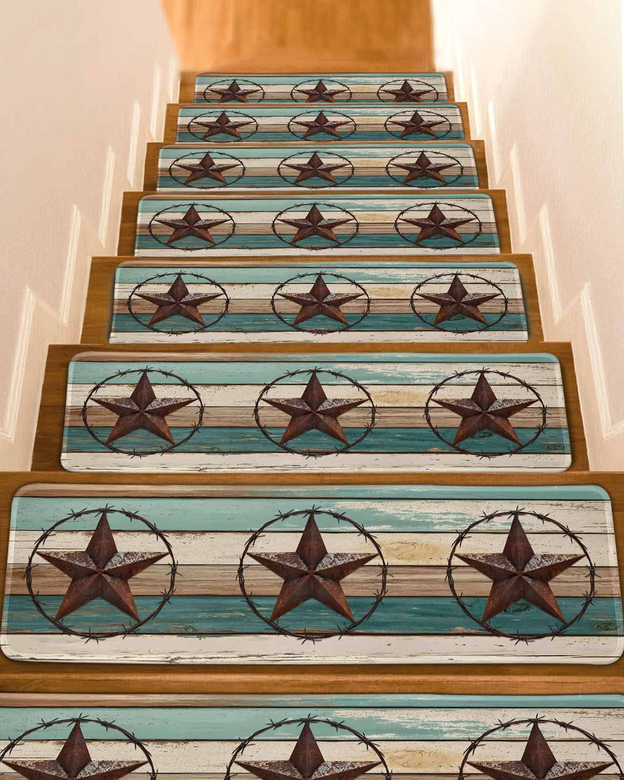 Texas Star Stair Treads for Wooden Steps Indoor Runner Rug Carpet ...