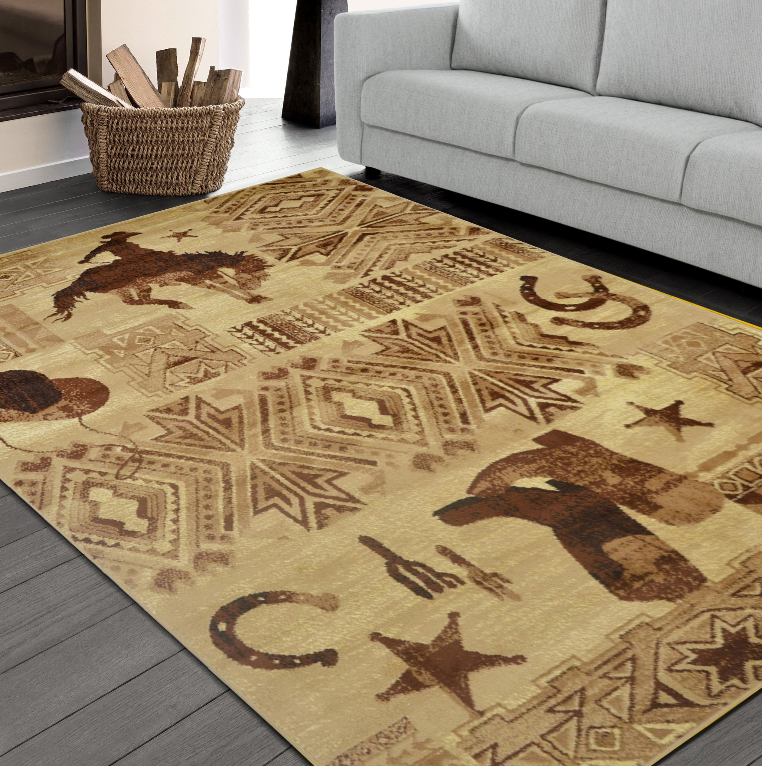 Texas Star Theme Cowboy Rug Carpet Luxury Home Dcor - Walmart.com