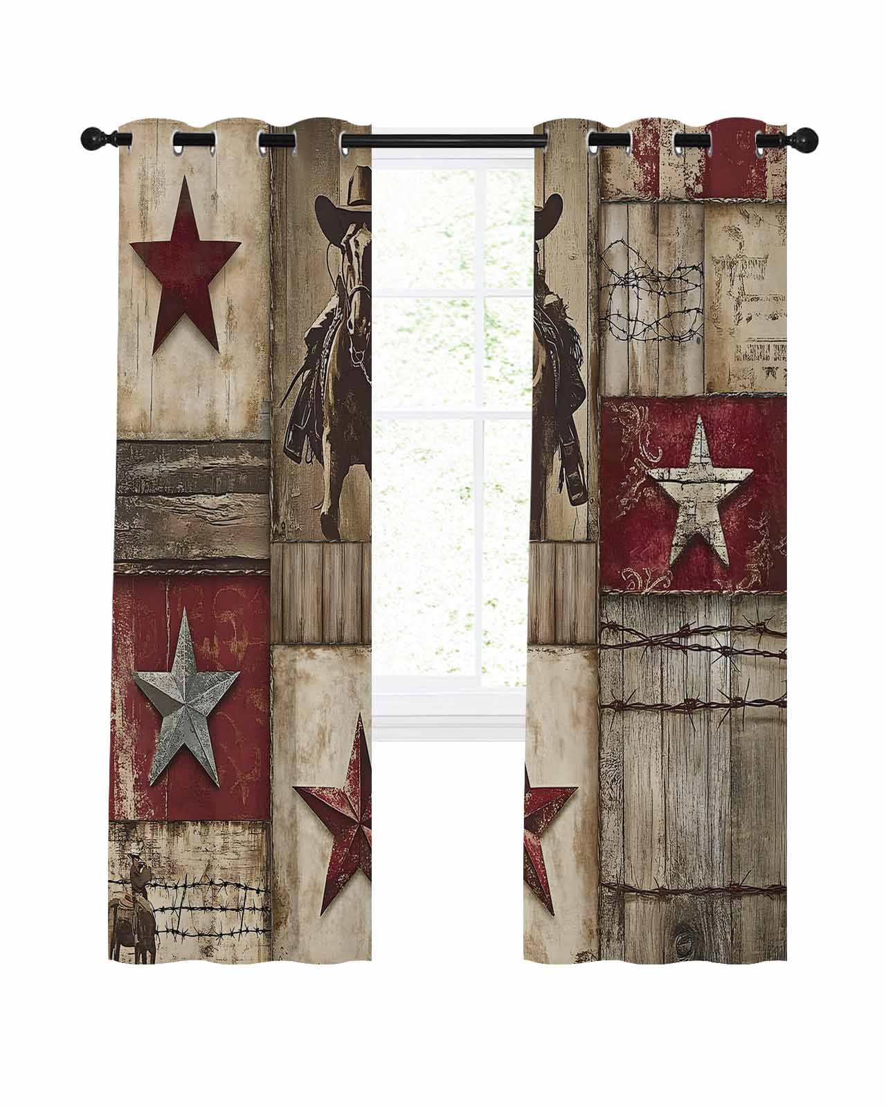 Texas Star Vintage Blackout Curtains 63 Inches Long for Bedroom ...