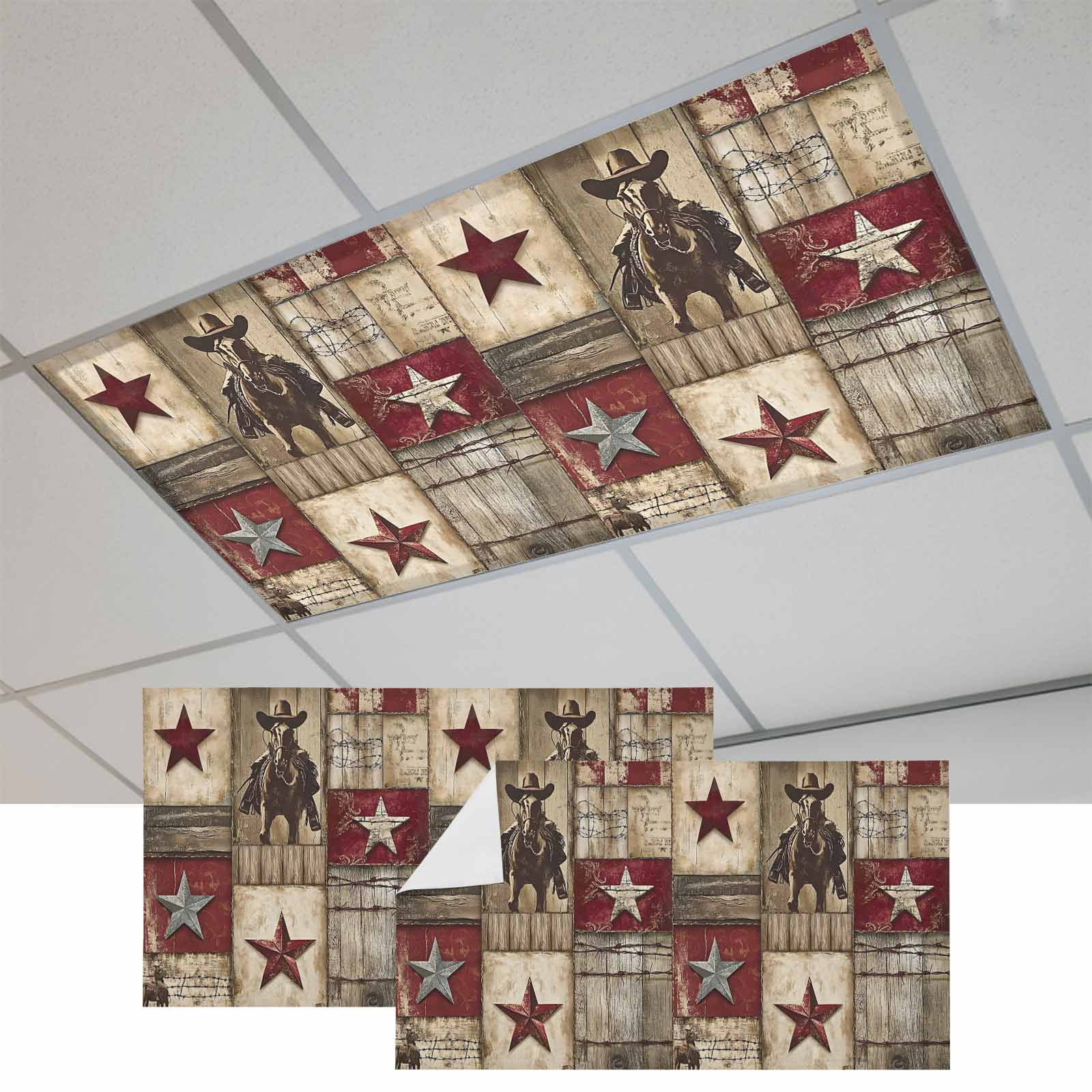 Texas Star Vintage Fluorescent Light Covers, Western Cowboy Country ...