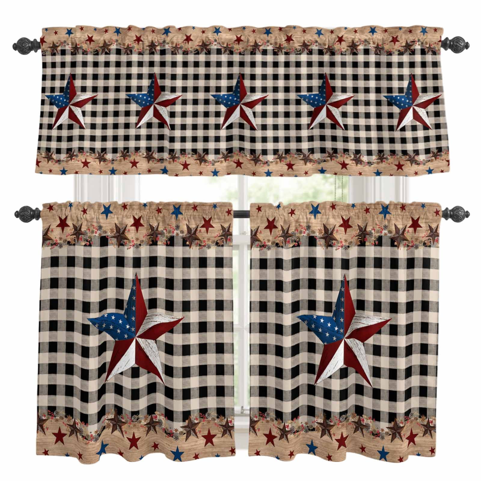 Texas Star Vintage Kitchen Curtains Sets for Windows 36 Inch Length ...