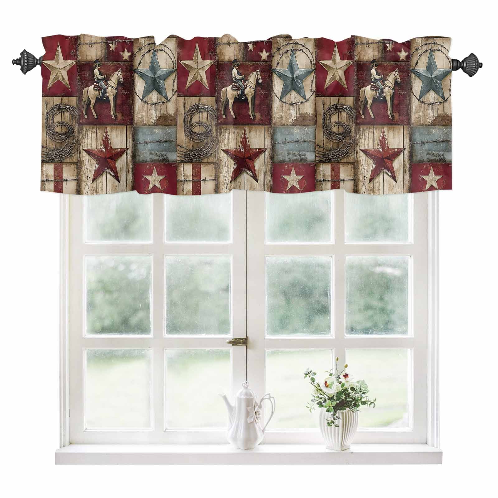 Texas Star Vintage Kitchen Valances for Windows 60x18 Inch Kitchen ...