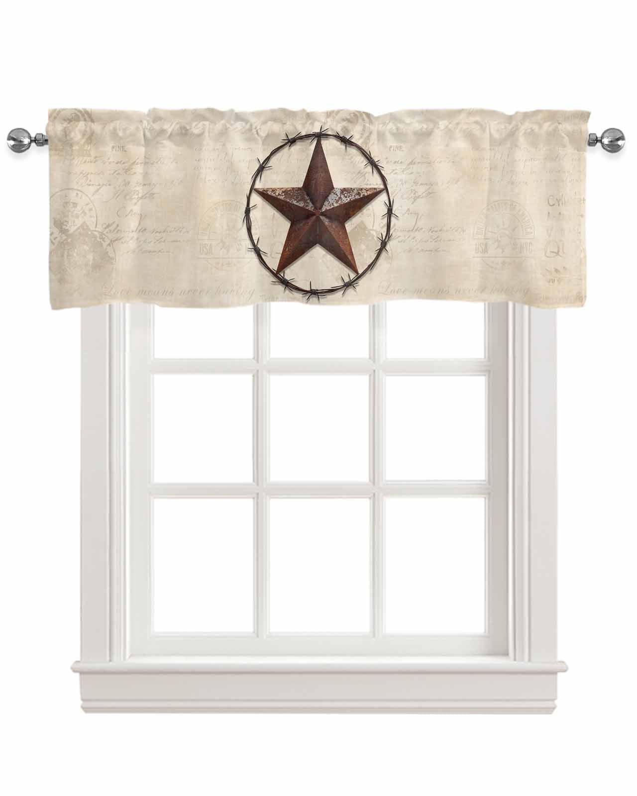 Texas Star Vintage Kitchen Valances for Windows Farmhouse Linen Window ...
