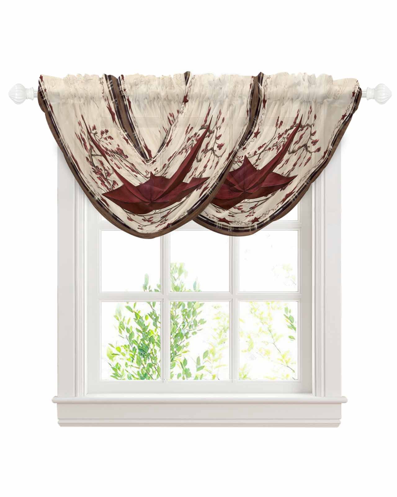 Texas Star Vintage Sheer Waterfall Valance Curtains for Window, Red ...