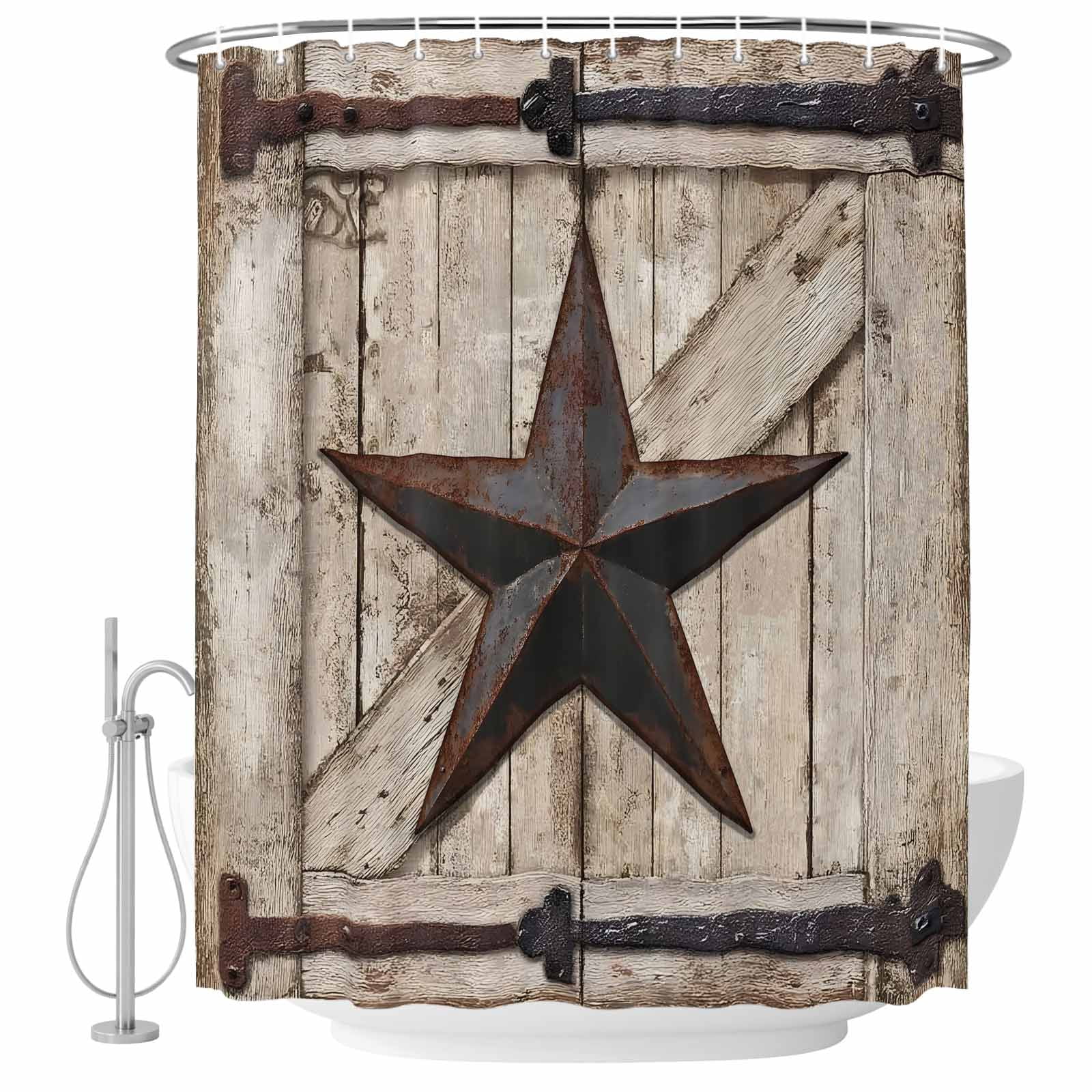 Texas Star Vintage Shower Curtain Set - 48" x 72" Washable Bathtub ...