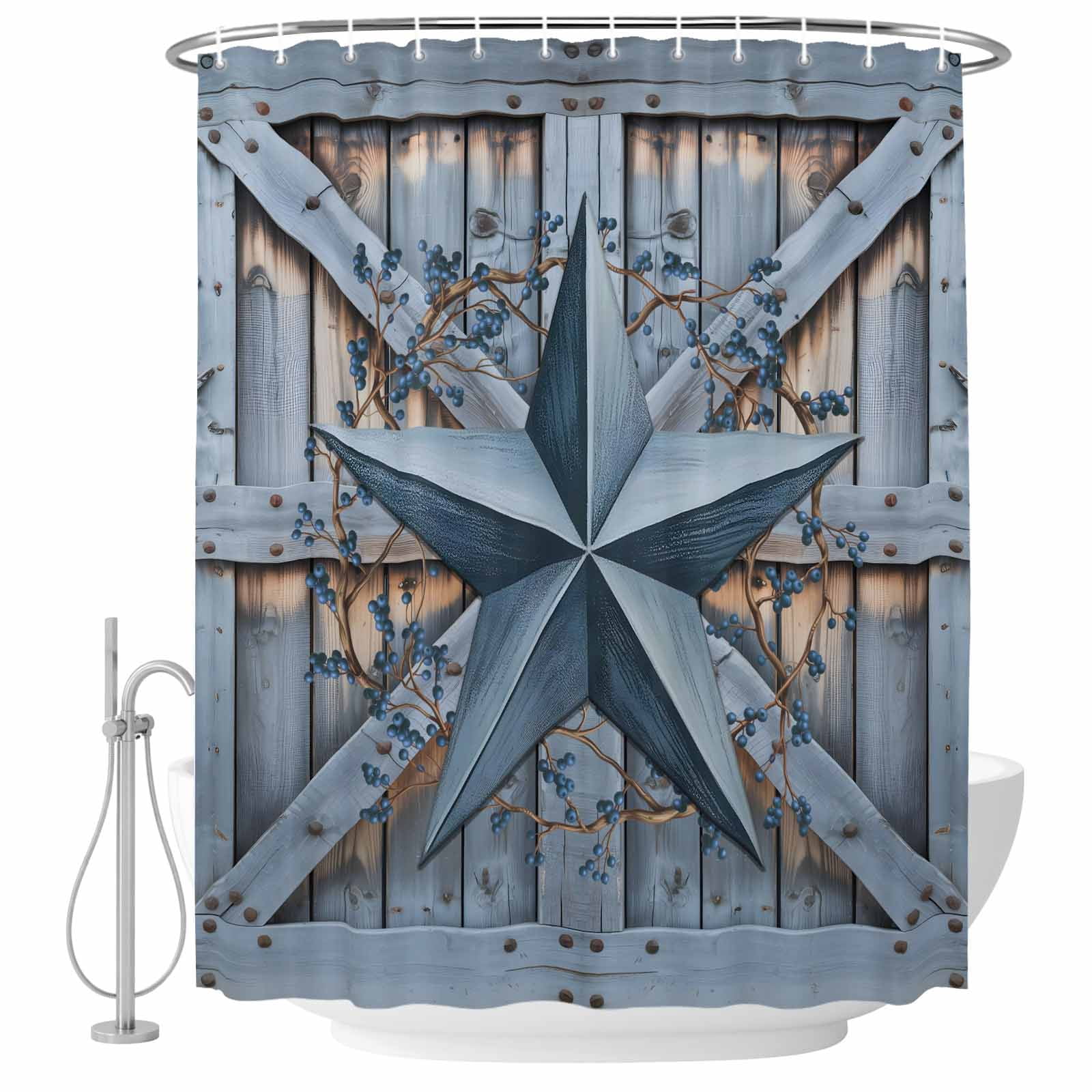 Texas Star Vintage Shower Curtain Set - 48" x 72" Washable Bathtub ...