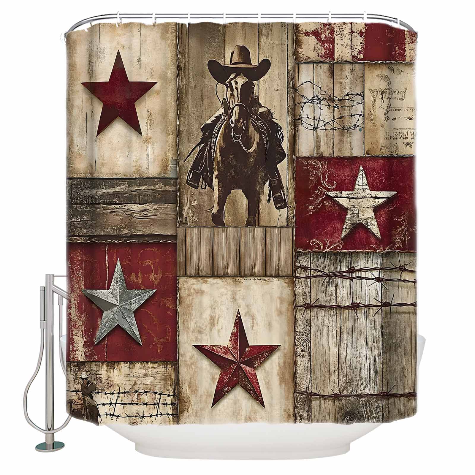 Texas Star Vintage Shower Curtains for Bathroom Waterproof Fabric Bath ...