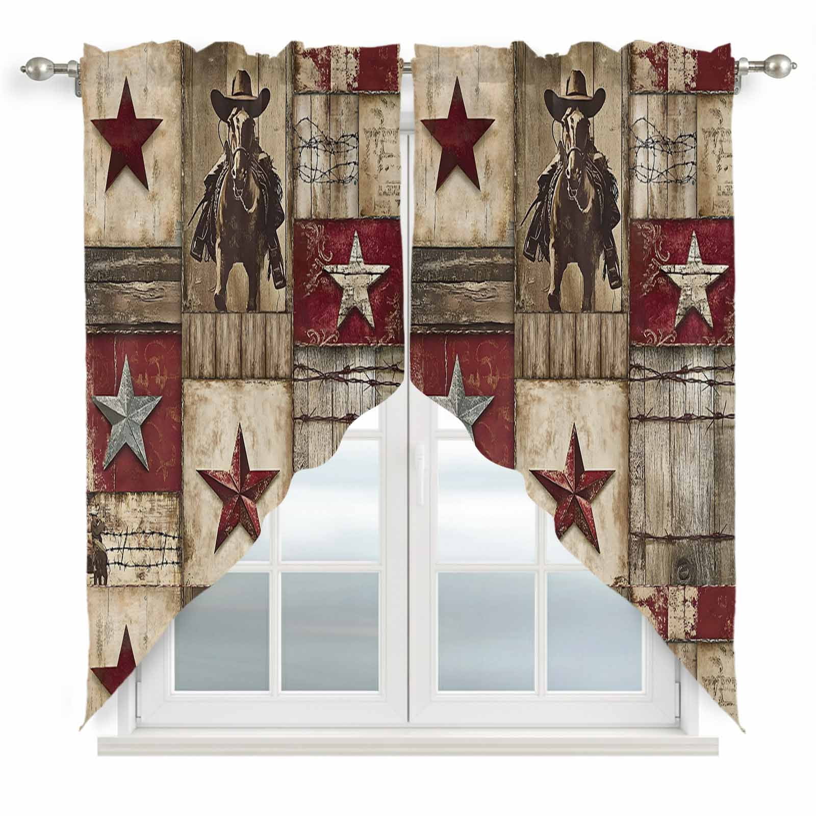 Texas Star Vintage Swag Curtains Western Cowboy Country Wooden Swag ...