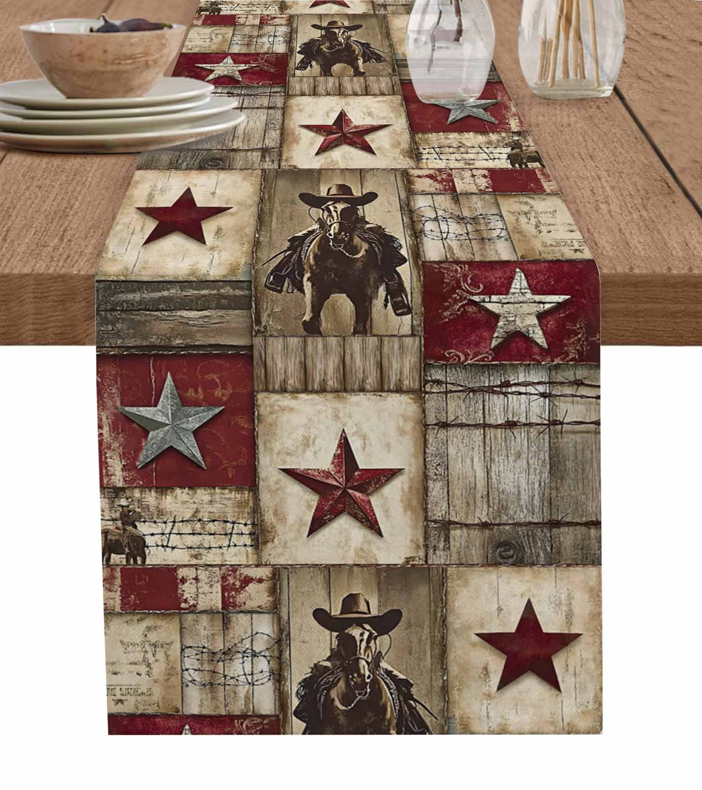 Texas Star Vintage Table Runner 72 Inches, Western Cowboy Country ...