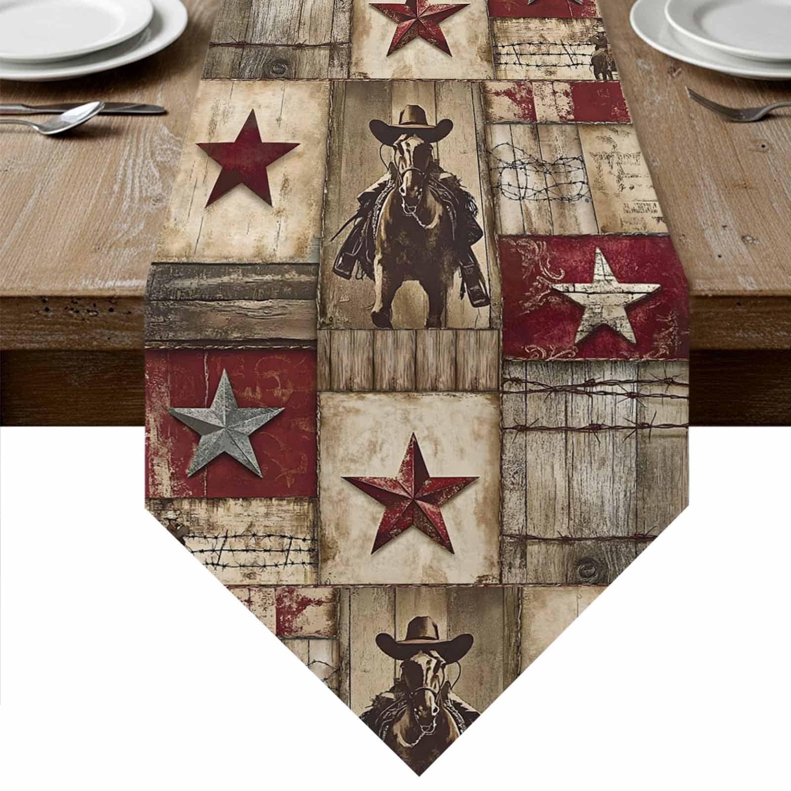 Texas Star Vintage Table Runner Linen Burlap Table Runner 72 Inches ...