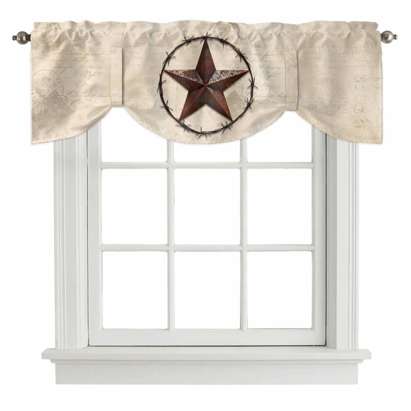 Texas Star Vintage Tie Up Valance Curtains for Windows, Kitchen ...