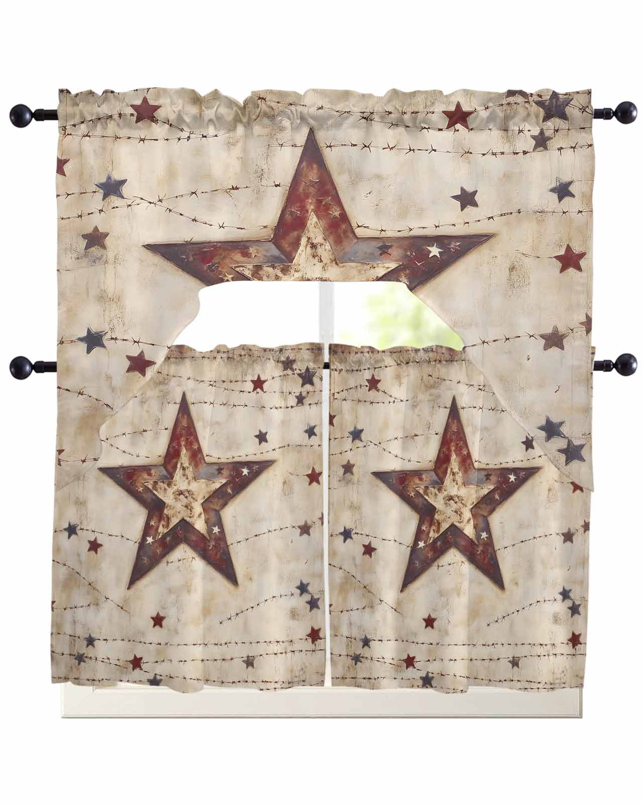 Texas Star Western Kitchen Curtains Swag Valance and Tier Curtains Set ...