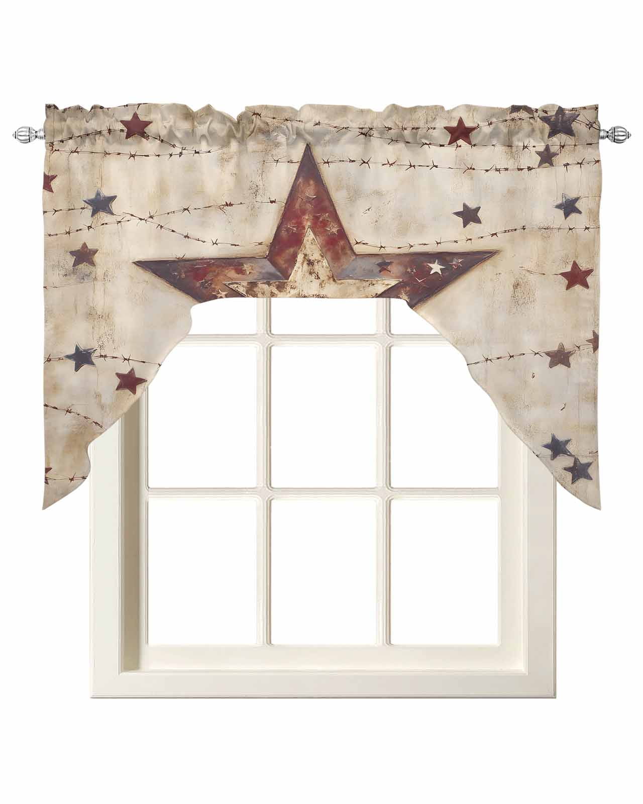Texas Star Western Kitchen Swag Valances for Windows, Stars Country ...