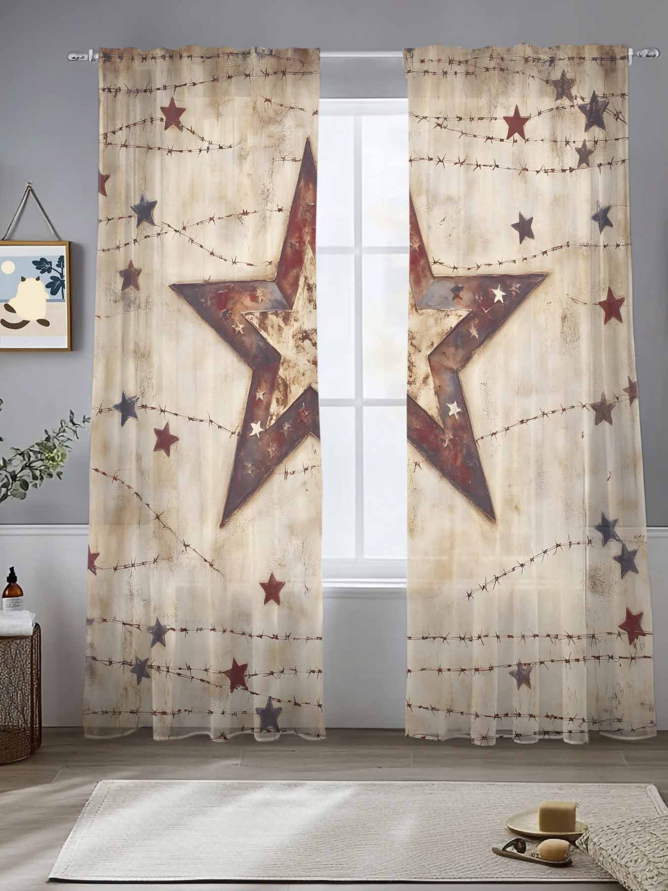 Texas Star Western Sheer Curtains for Living Room Bedroom Stars Country ...