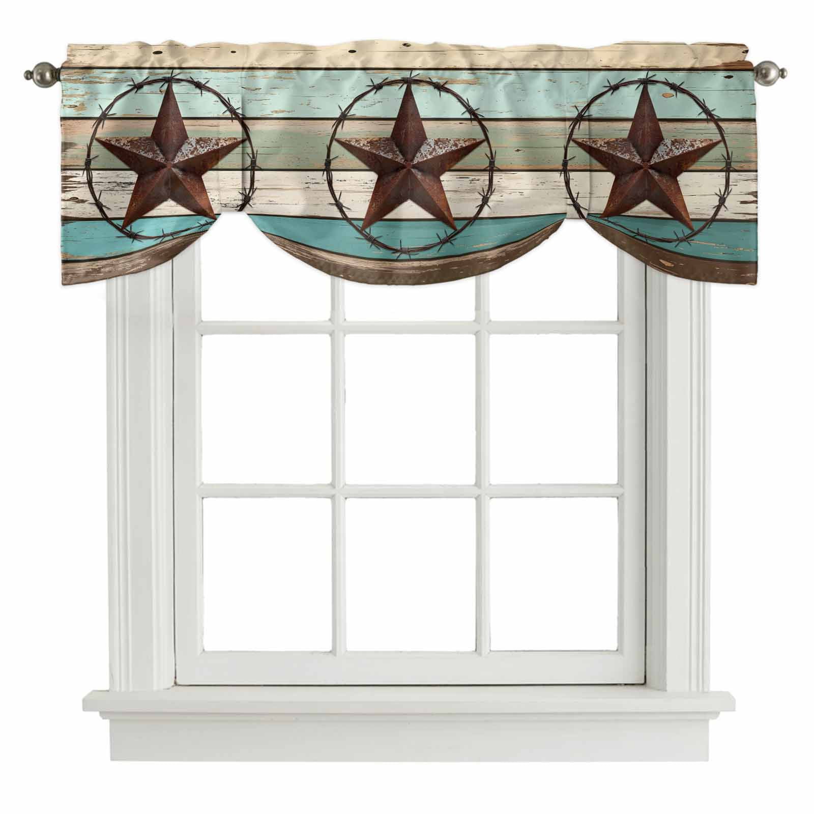 Texas Star Western Tie Up Valance Curtains for Windows, Kitchen ...
