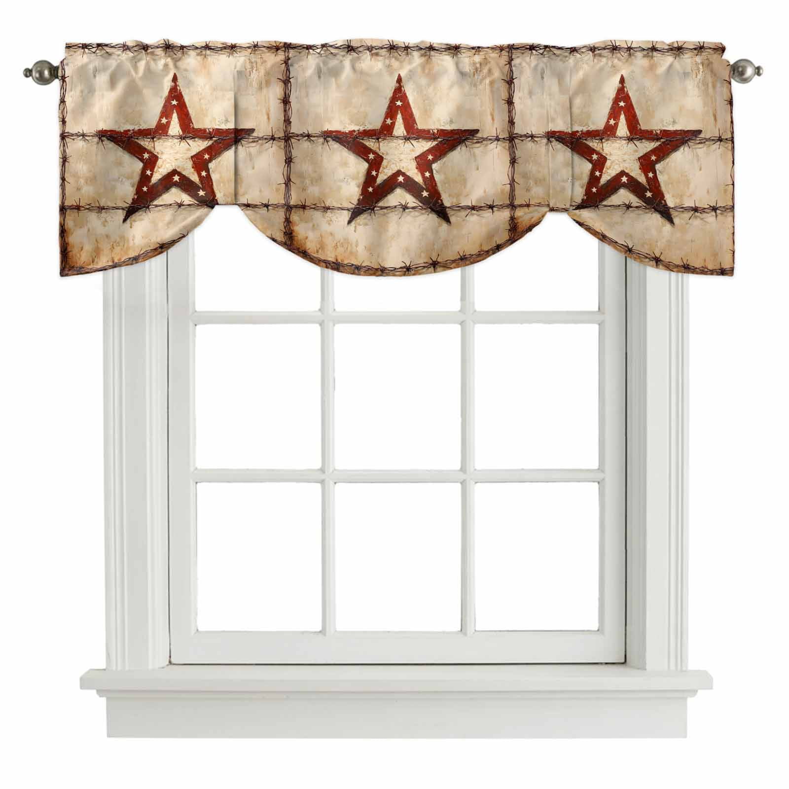 Texas Star Western Tie Up Valance Curtains for Windows, Kitchen ...