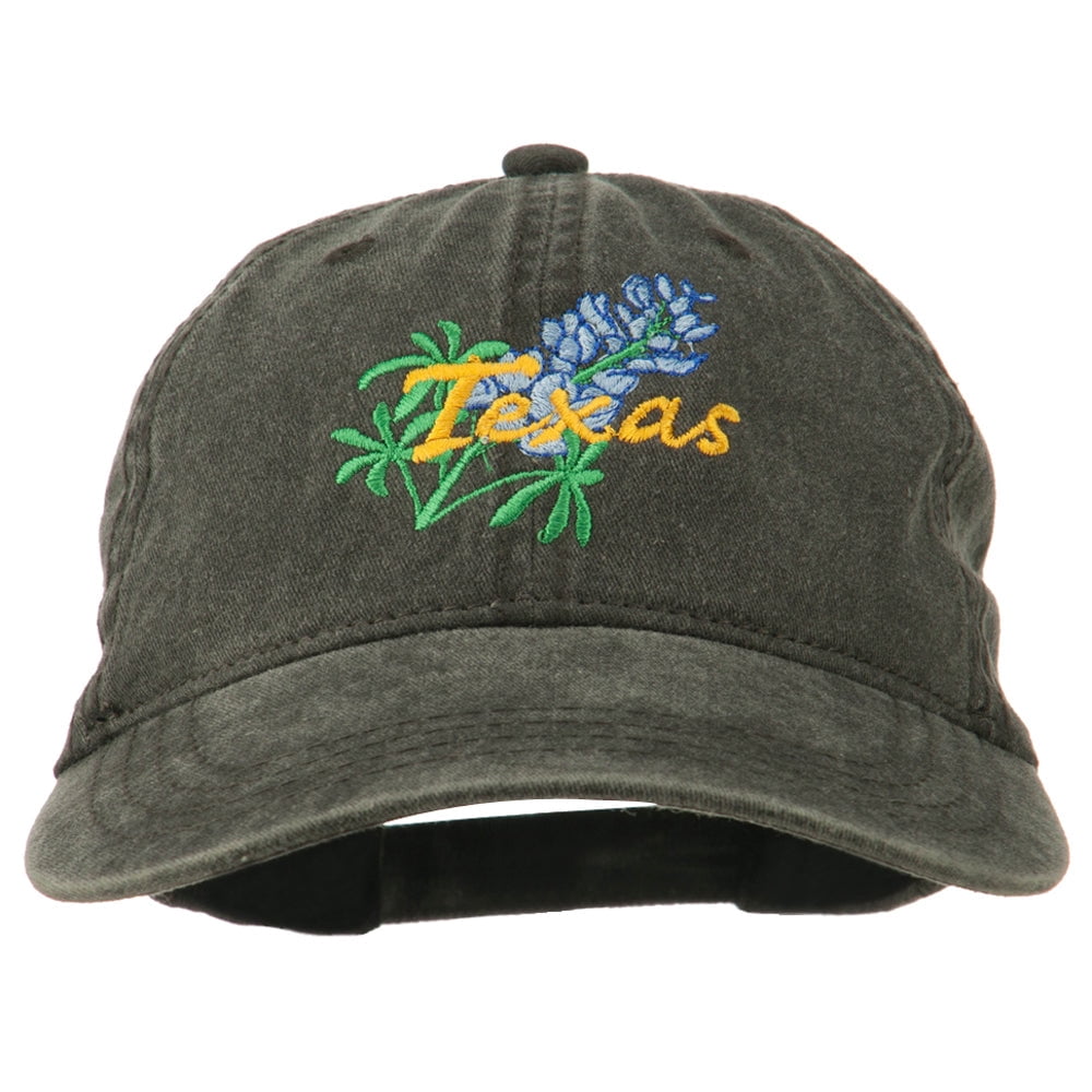 Texas State Bluebonnet Flower Embroidered Cap - Black OSFM - Walmart.com