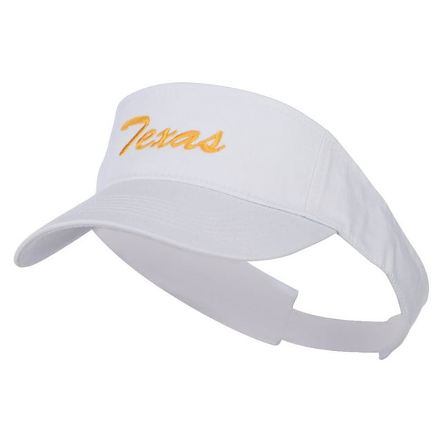 Texas State Embroidered Cotton Twill Sun Visor - White OSFM - Walmart.com