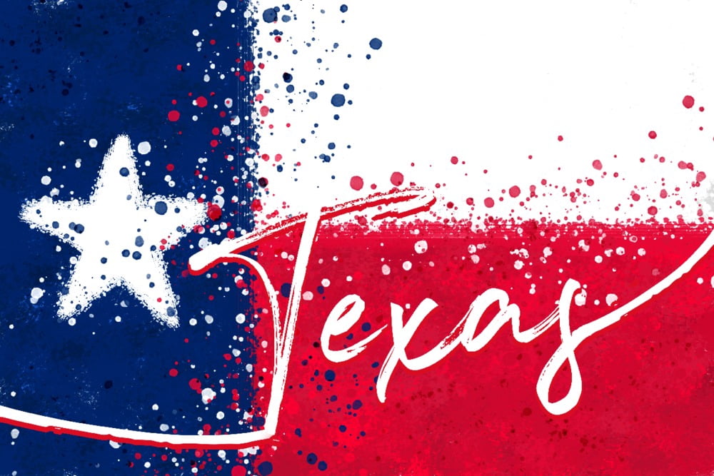 Texas State Flag, Abstract Watercolor Splatter (36x54 Giclee Gallery ...