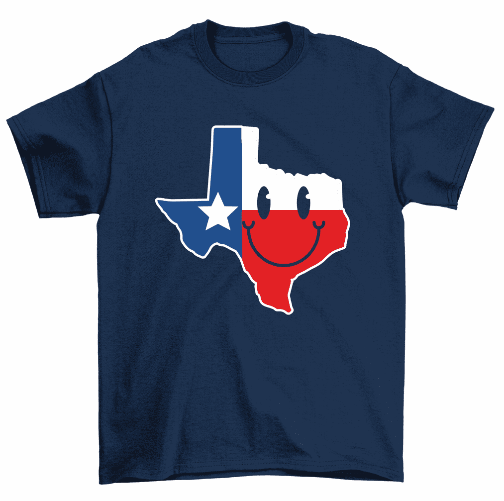 Texas State Flag Smiley Happy Face Texan T-Shirt Men Women - Walmart.com