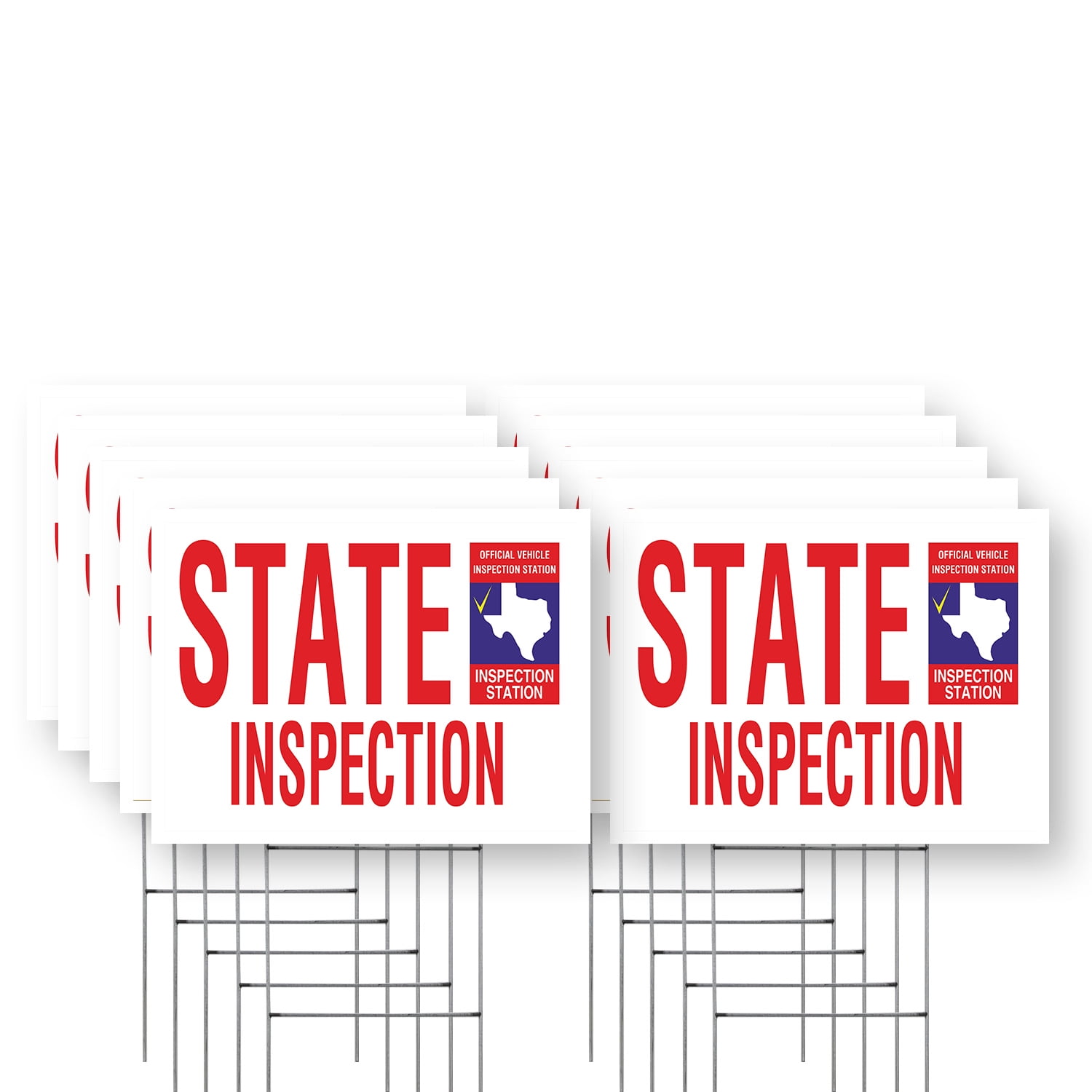 Texas State Inspection Yard Sign 10 Pack of 18 Inch x 24 Inch Single ...