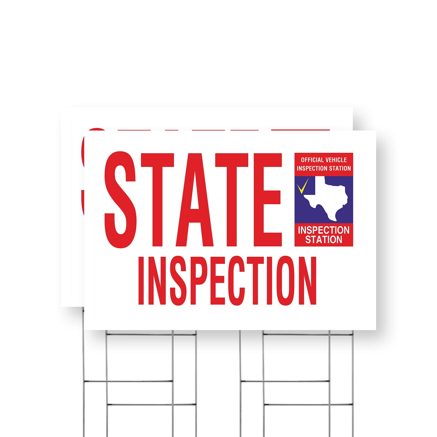 Texas State Inspection Yard Sign 2 Pack of 24 Inch x 36 Inch Double ...