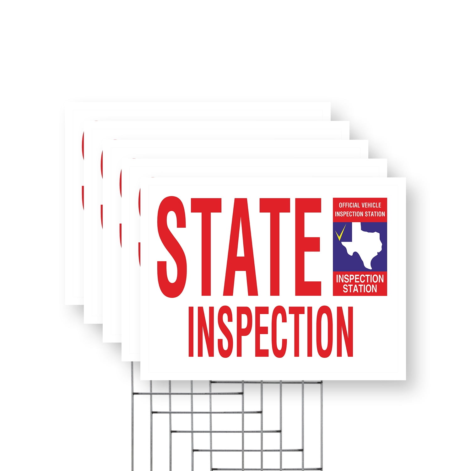 Texas State Inspection Yard Sign 5 Pack of 18 Inch x 24 Inch Double ...