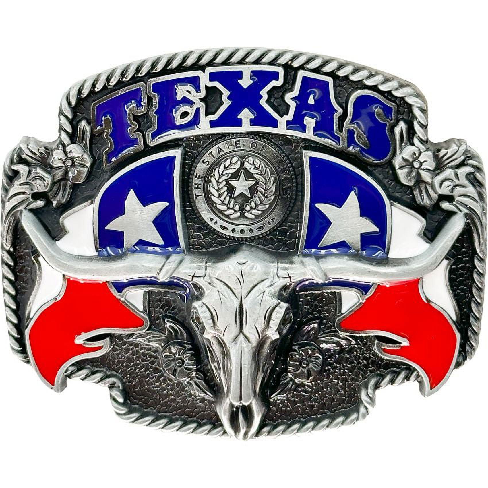 Texas State Lone Star Novelty Belt Buckle Texas State Flag Bull skull ...