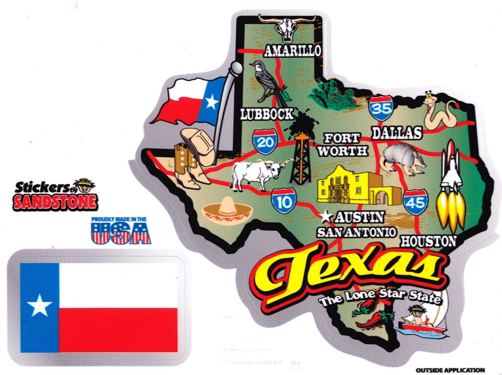 Texas State Map Die Cut Sticker - Walmart.com