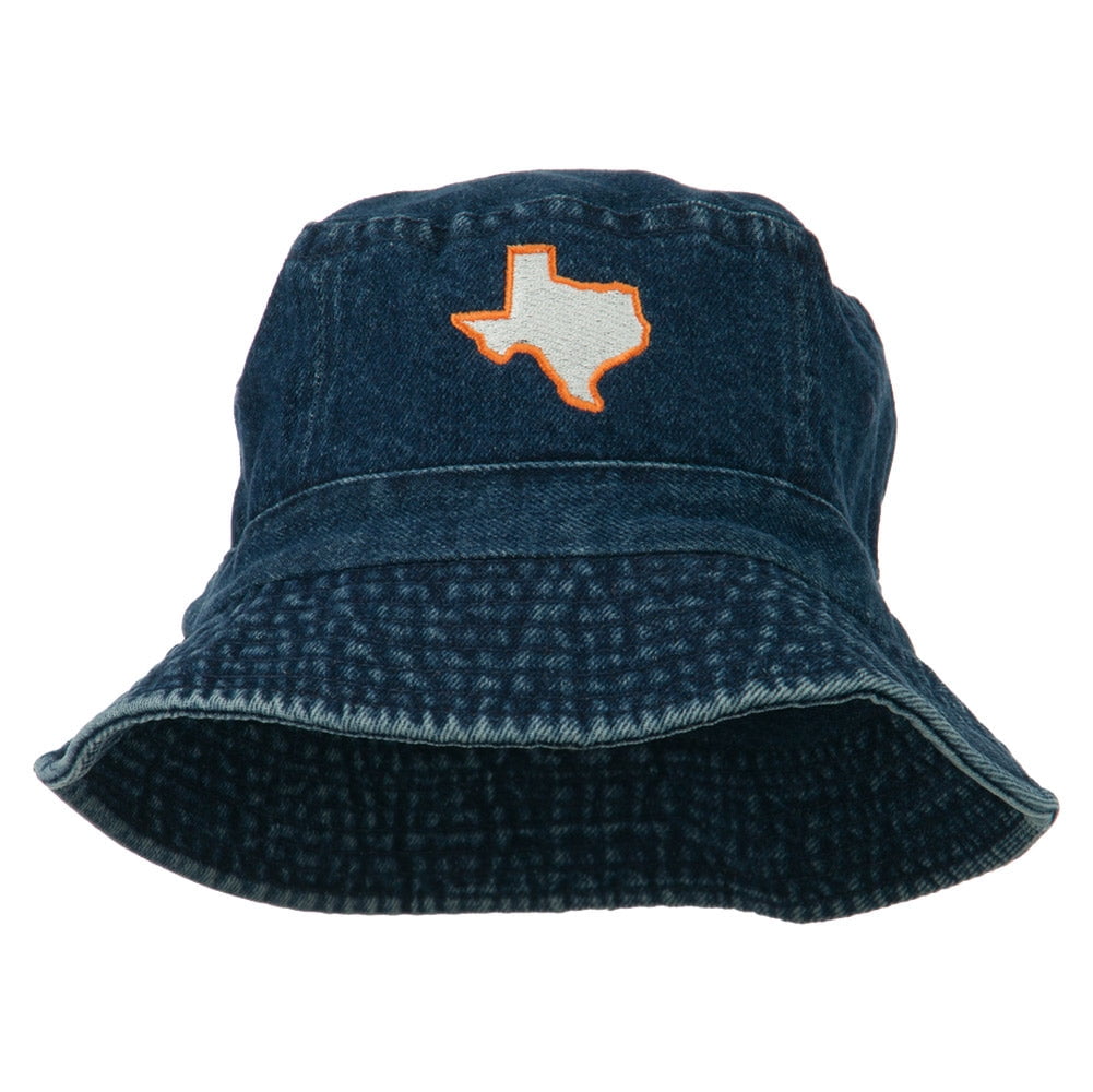 Texas State Map Embroidered Bucket Hat - Denim OSFM - Walmart.com