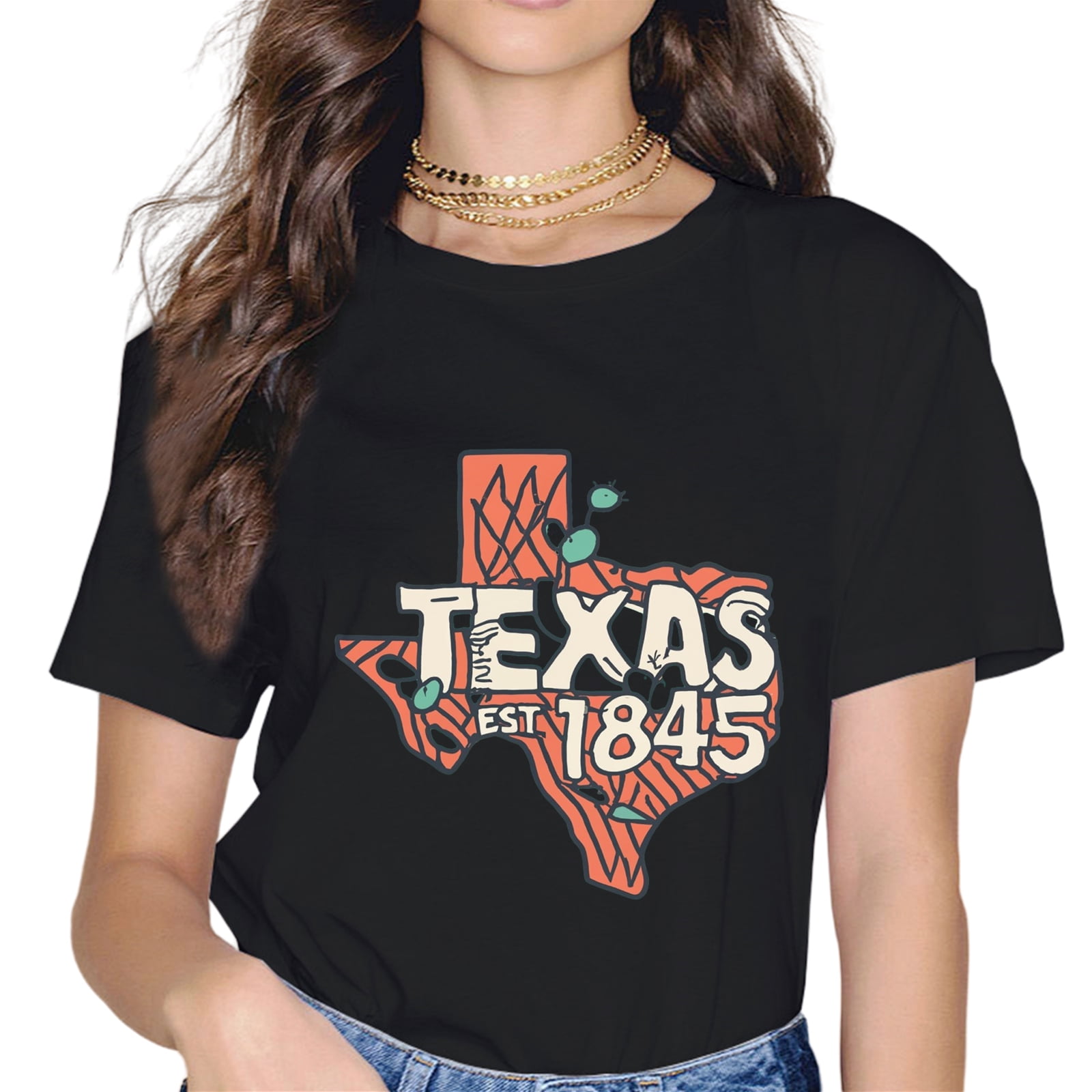 Texas State Map Pride Cactus Vintage Texas T-Shirt - Walmart.com
