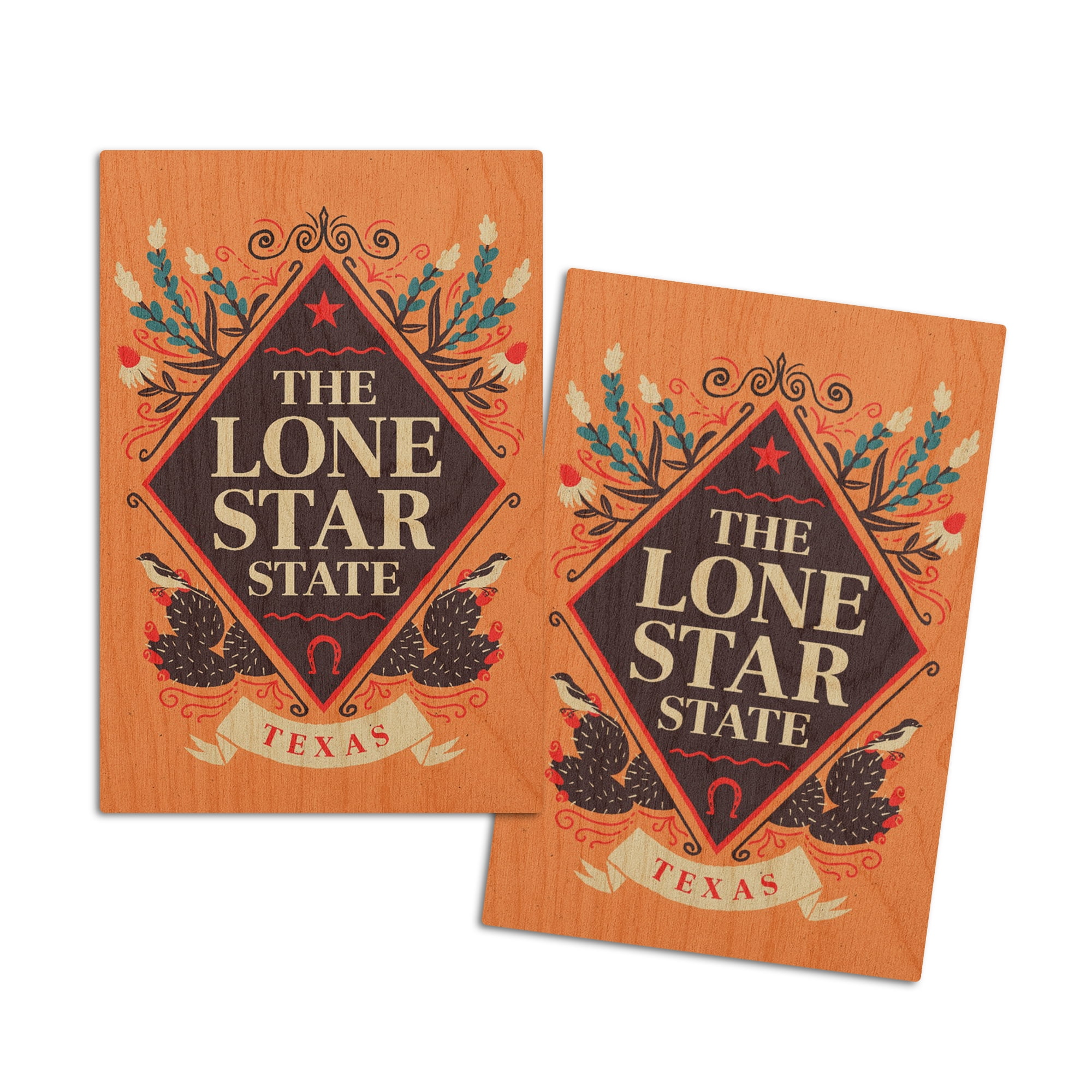 Texas, State Motto Crest, State Series (4x6 Birch Wood Postcards, 2 ...