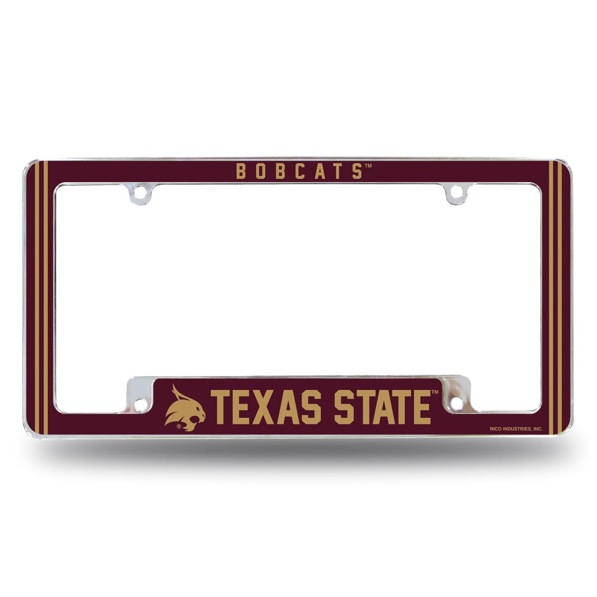 Texas State NCAA Bobcats Chrome Metal License Plate Frame with Full ...