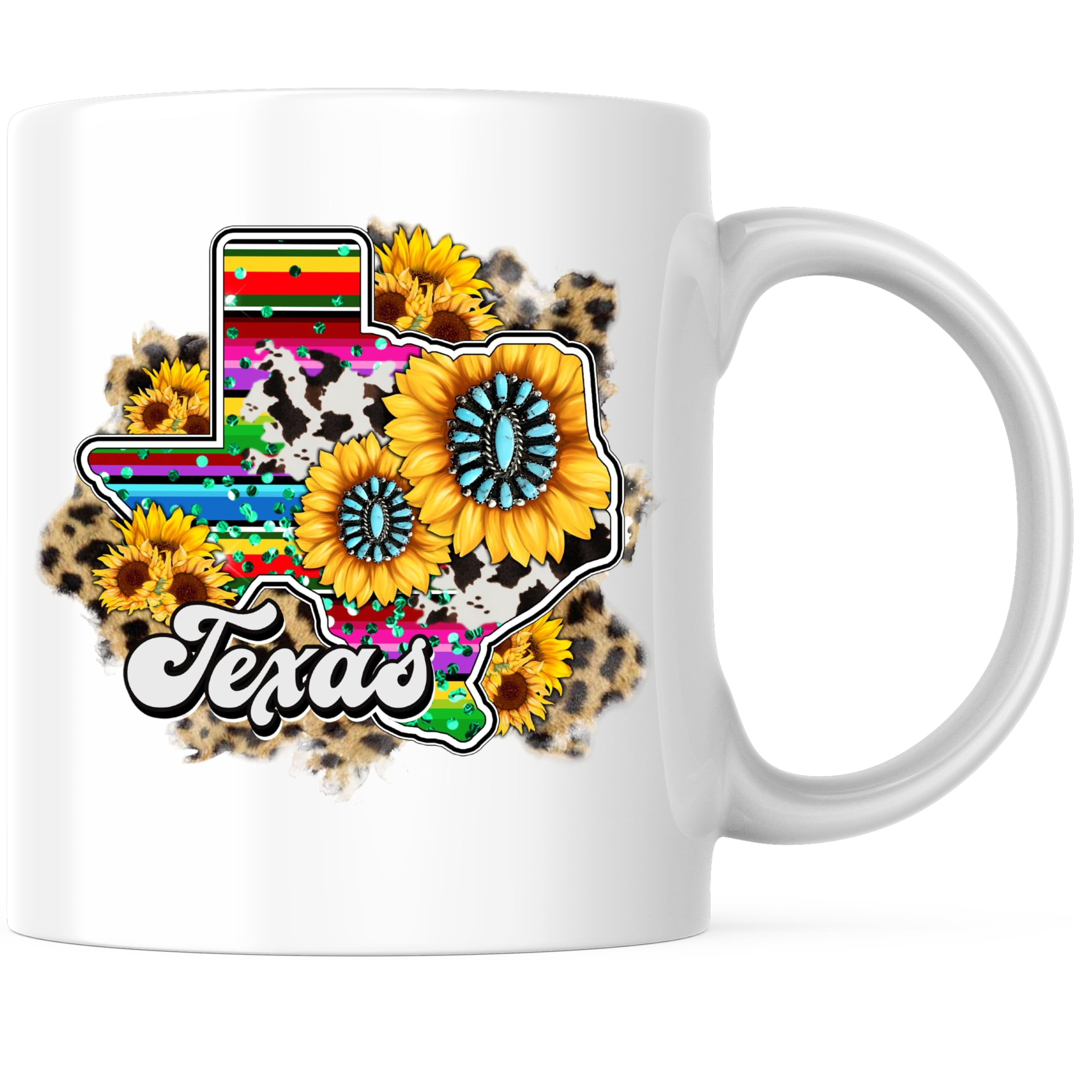 Texas State Outline Coffee Mug - Texas Cheetah Print Western Theme Mug ...