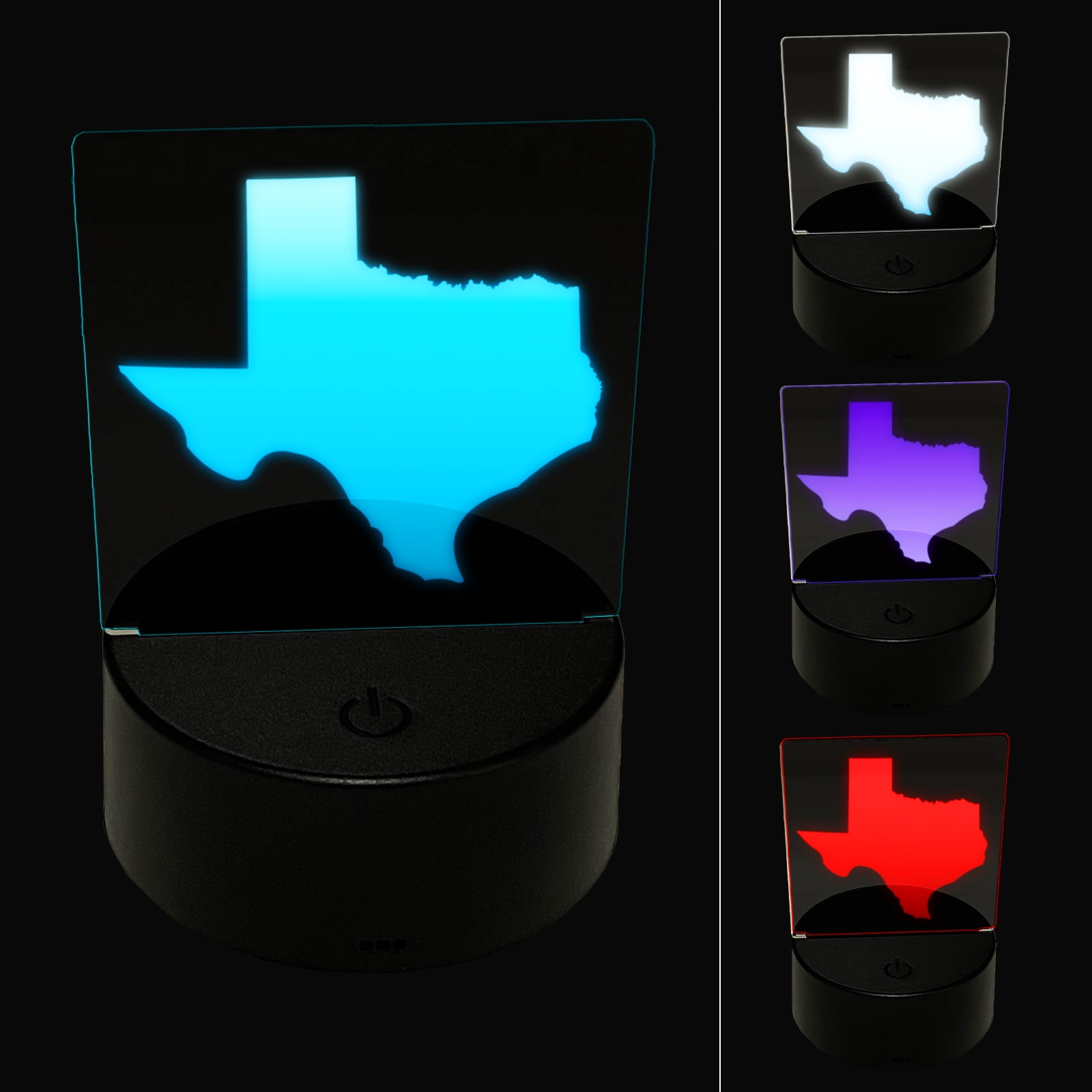 Texas State Silhouette LED Night Light Sign 3D Illusion Desk Nightstand ...