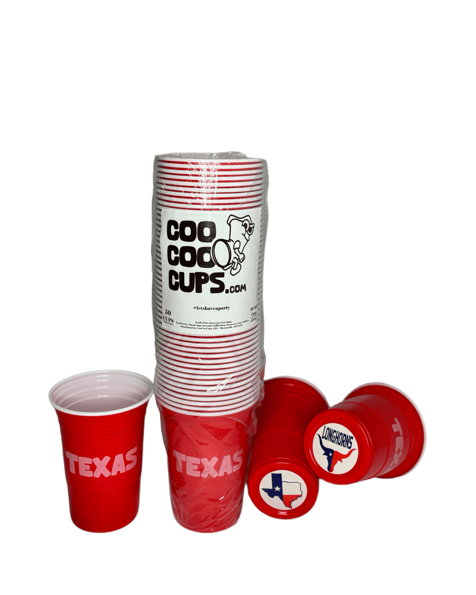 Texas - State of Texas & Longhorns - Red 16 oz Party Cups (50 Count) by ...