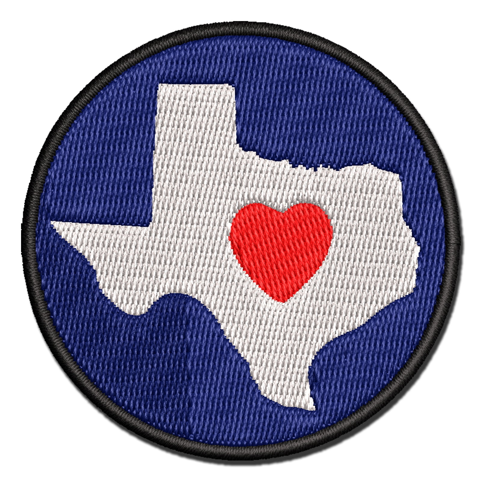 Texas State with Heart Applique Multi-Color Embroidered Iron-On Patch ...