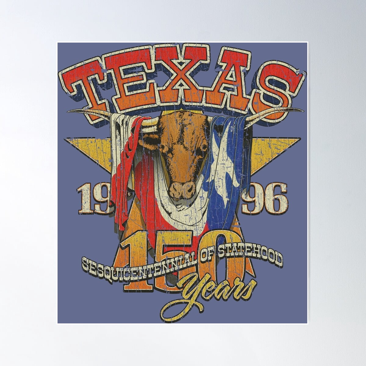 Texas Statehood Sesquicentennial 1996 Poster Wall Art, Modern Wall ...