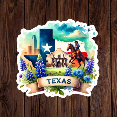 Texas Sticker State Cowboy Red White Blue Lonestar Longhorn Car Sticker ...