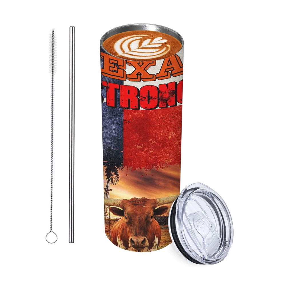 Texas Strong Longhorn 20oz Coffee Mug Cup,Stainless Steel Thermos Water ...