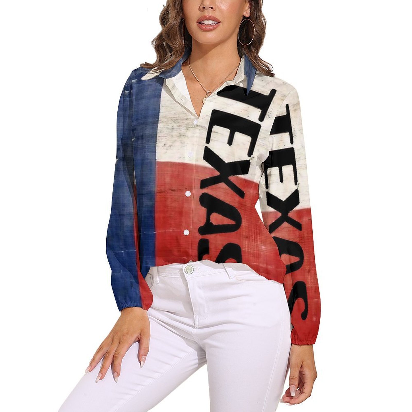 Texas Symbol Long Sleeve Blouse Woman Streetwear Casual Shirts Summer ...