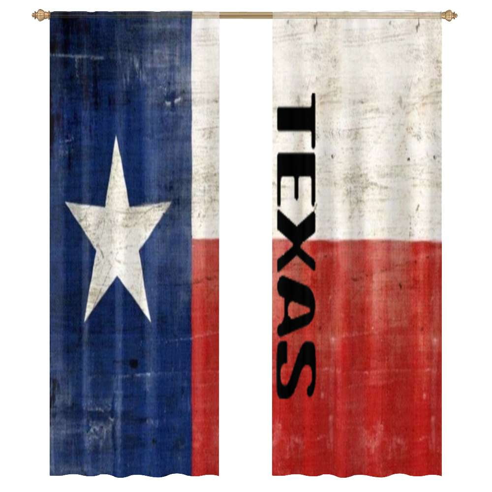 Texas Symbol Sheer Window Curtains for Living Room Kitchen Bedroom ...