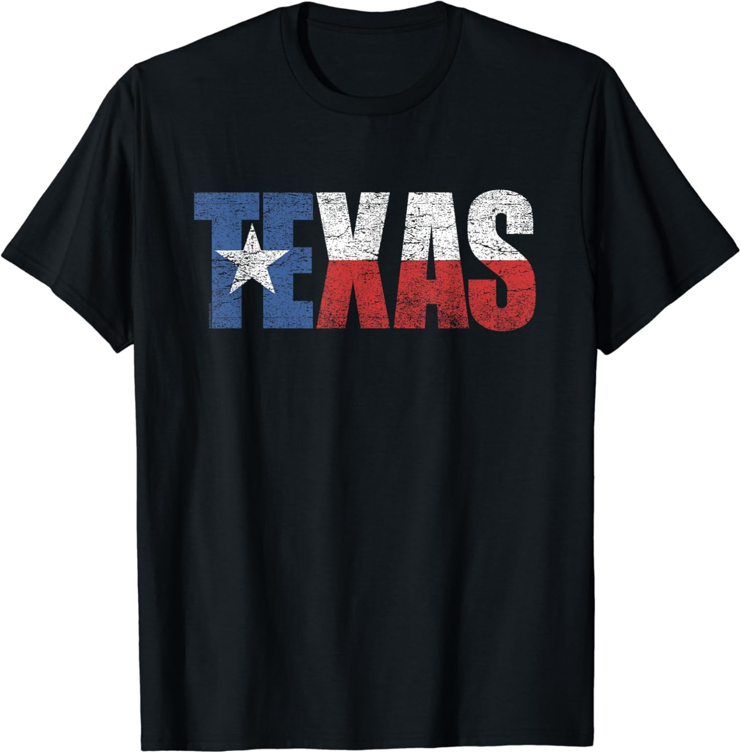 Texas T Shirt Women Men Texas State Flag Distressed T-Shirt Black Large ...