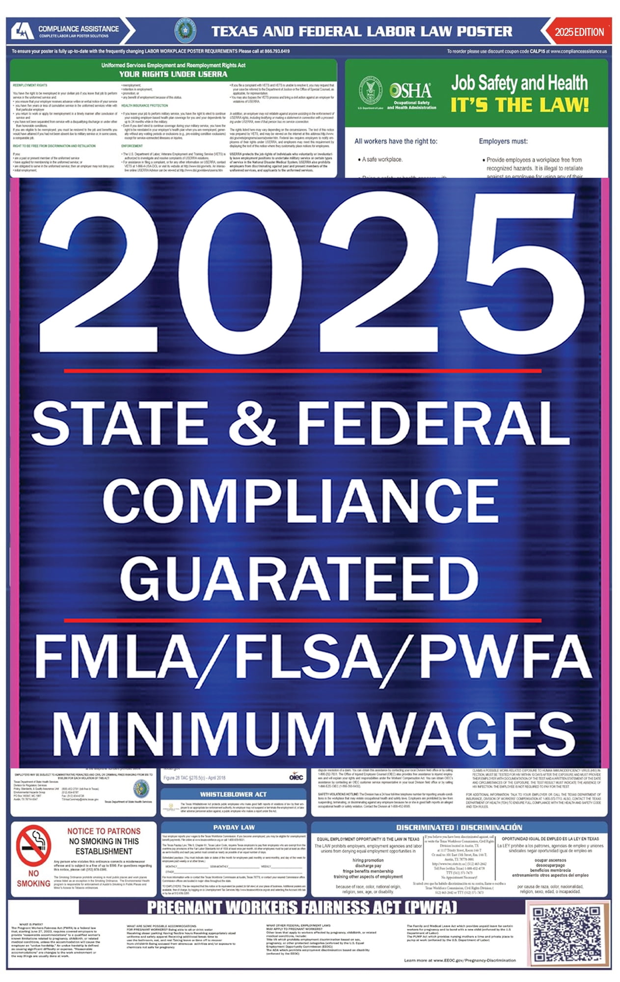 Texas (TX) 2025 State Labor Law Poster - State, Federal and OSHA ...