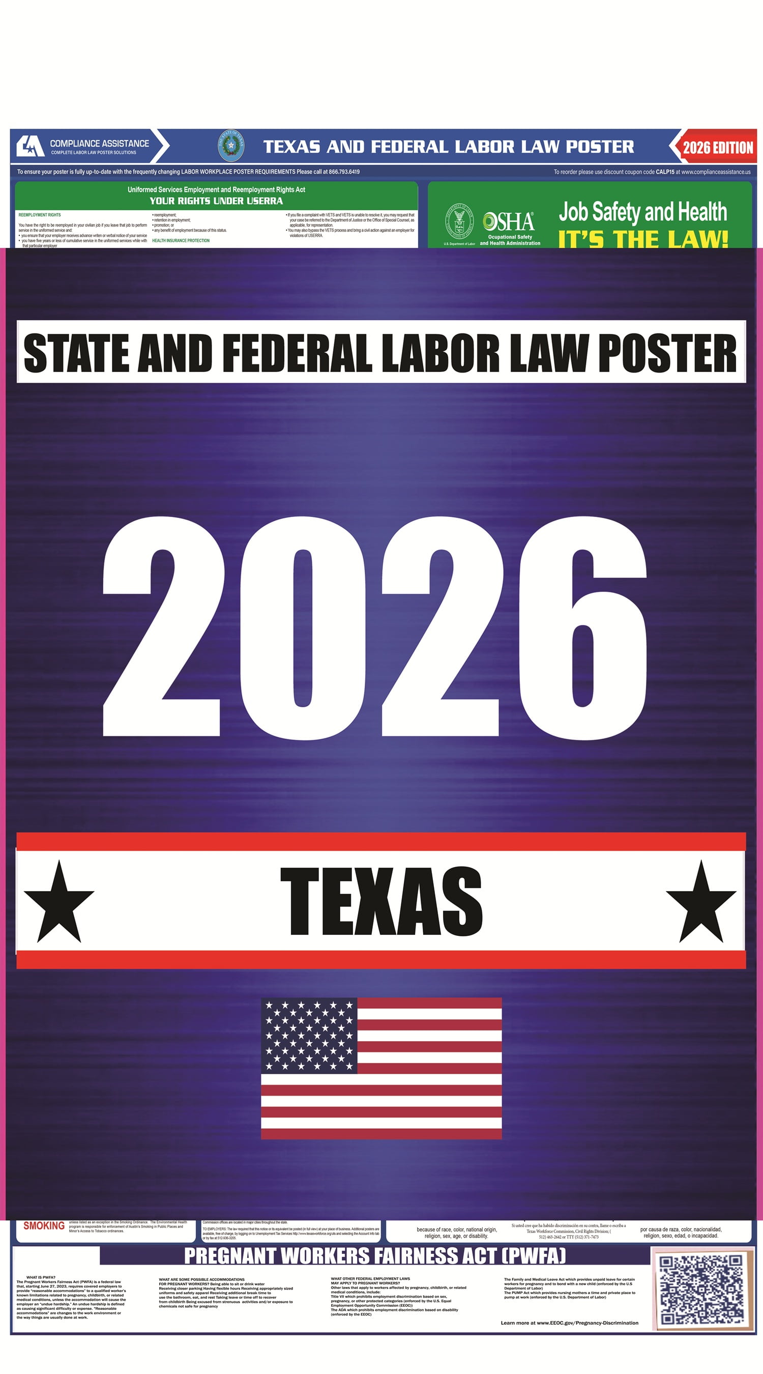Texas (TX) 2026 State Labor Law Poster - State, Federal and OSHA ...